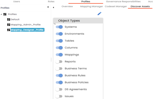 Setting Object Types for Profiles